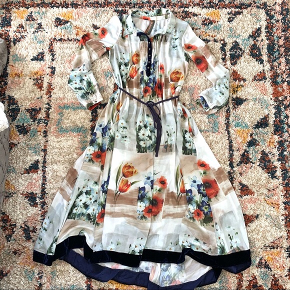 Aratta | Dresses | Aratta Silent Journey Boho Floral Midi Long Sleeve ...